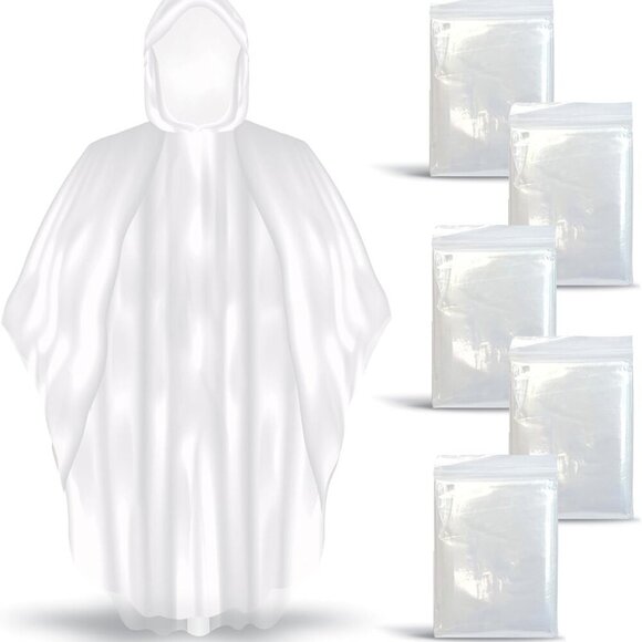 Other | Disposable Clear Rain Ponchos With Hood For Adults Emergency ...
